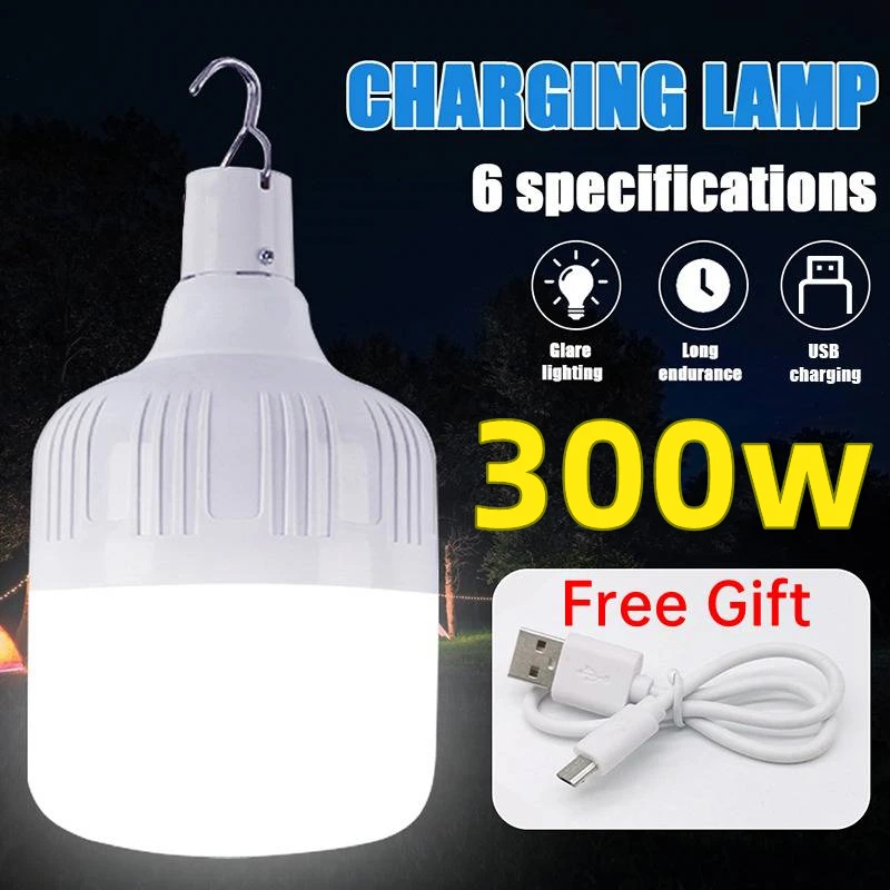 200W-300W-USB-Rechargeable-LED-Emergency-Lights-Outdoor-Portable ...