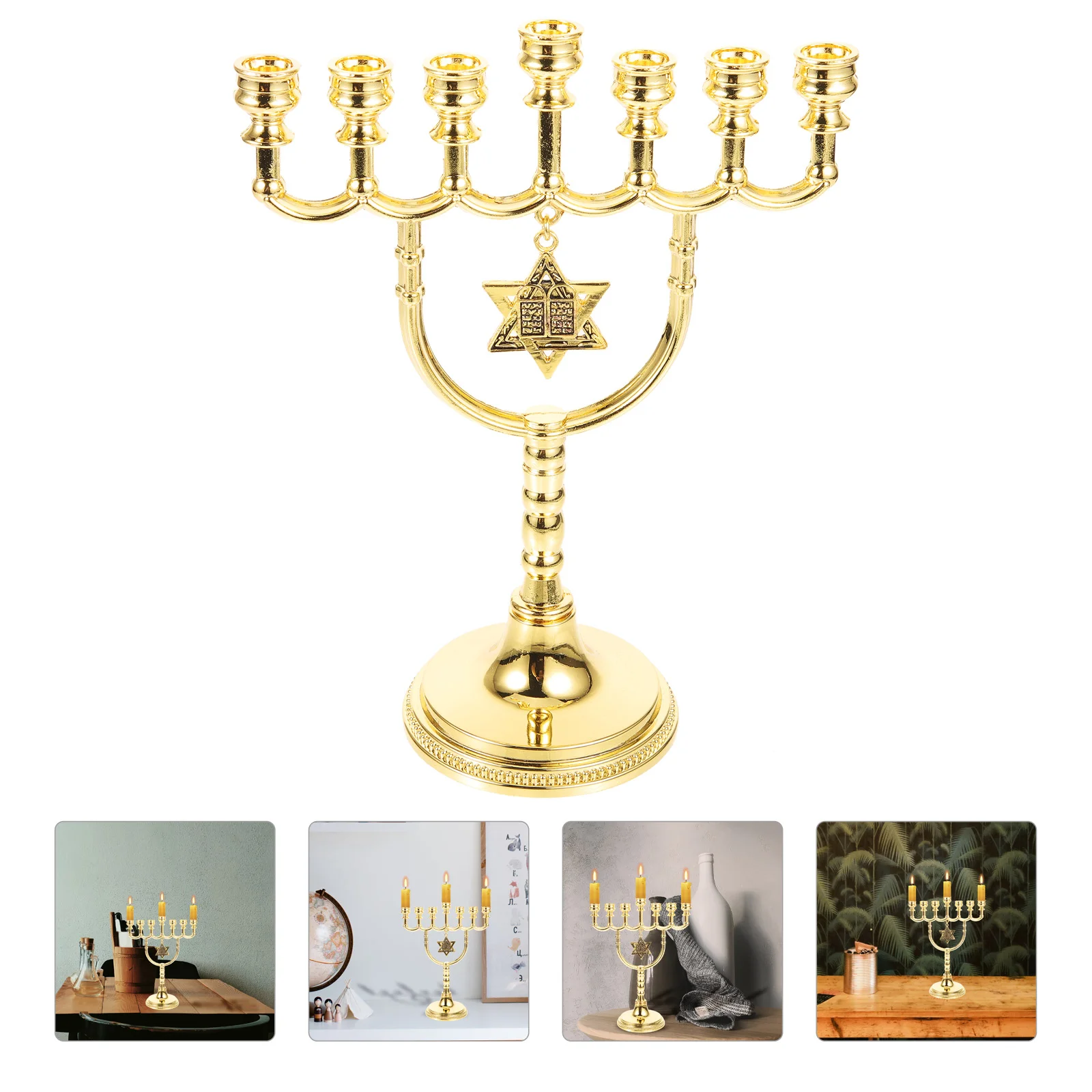 Seven-Headed-Candlestick-Holders-Gold-Hanukkah-Stand-Menorah-Metal ...