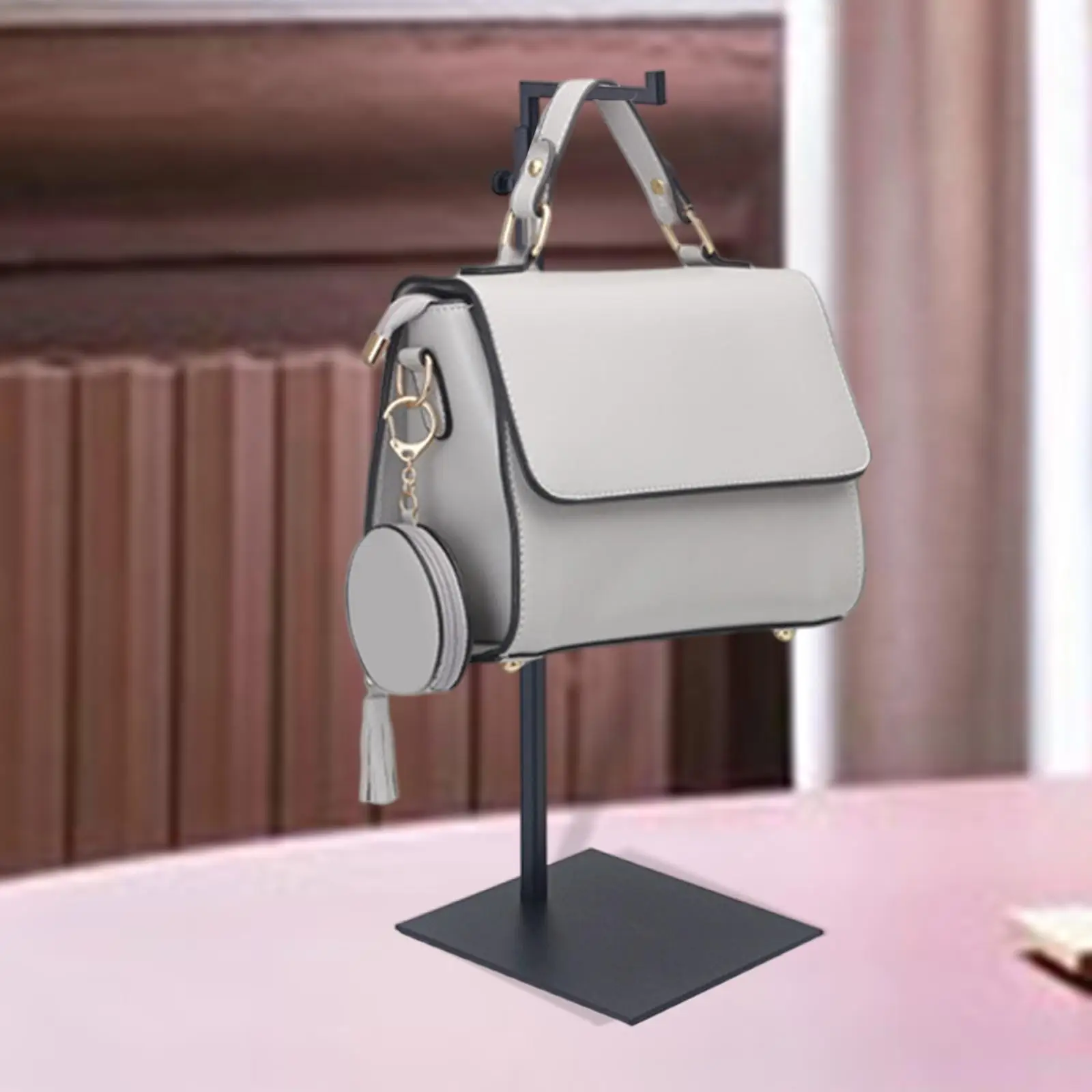 Stainless-Steel-Single-Hook-Adjustable-Height-Handbag-Display-Stand ...