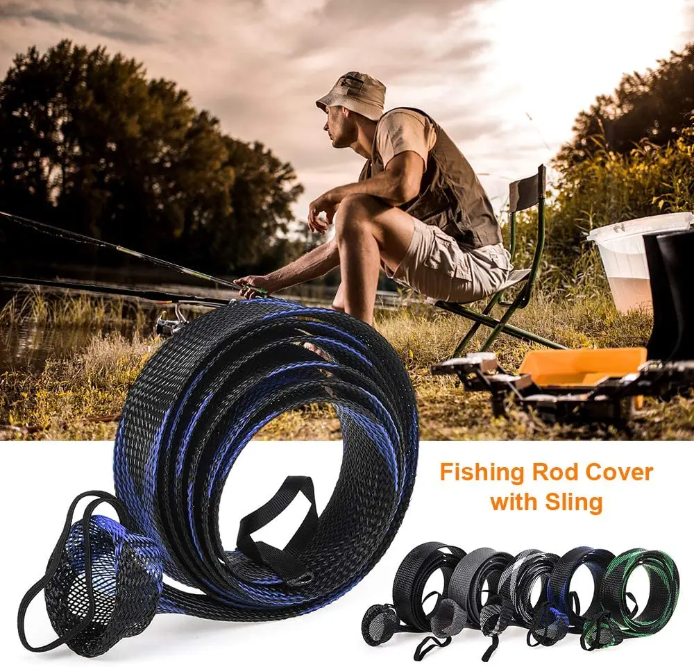 170CM-Fishing-Rod-Sock-Fishing-Rod-Sleeve-Rod-Cover-Braided-Mesh-Rod ...