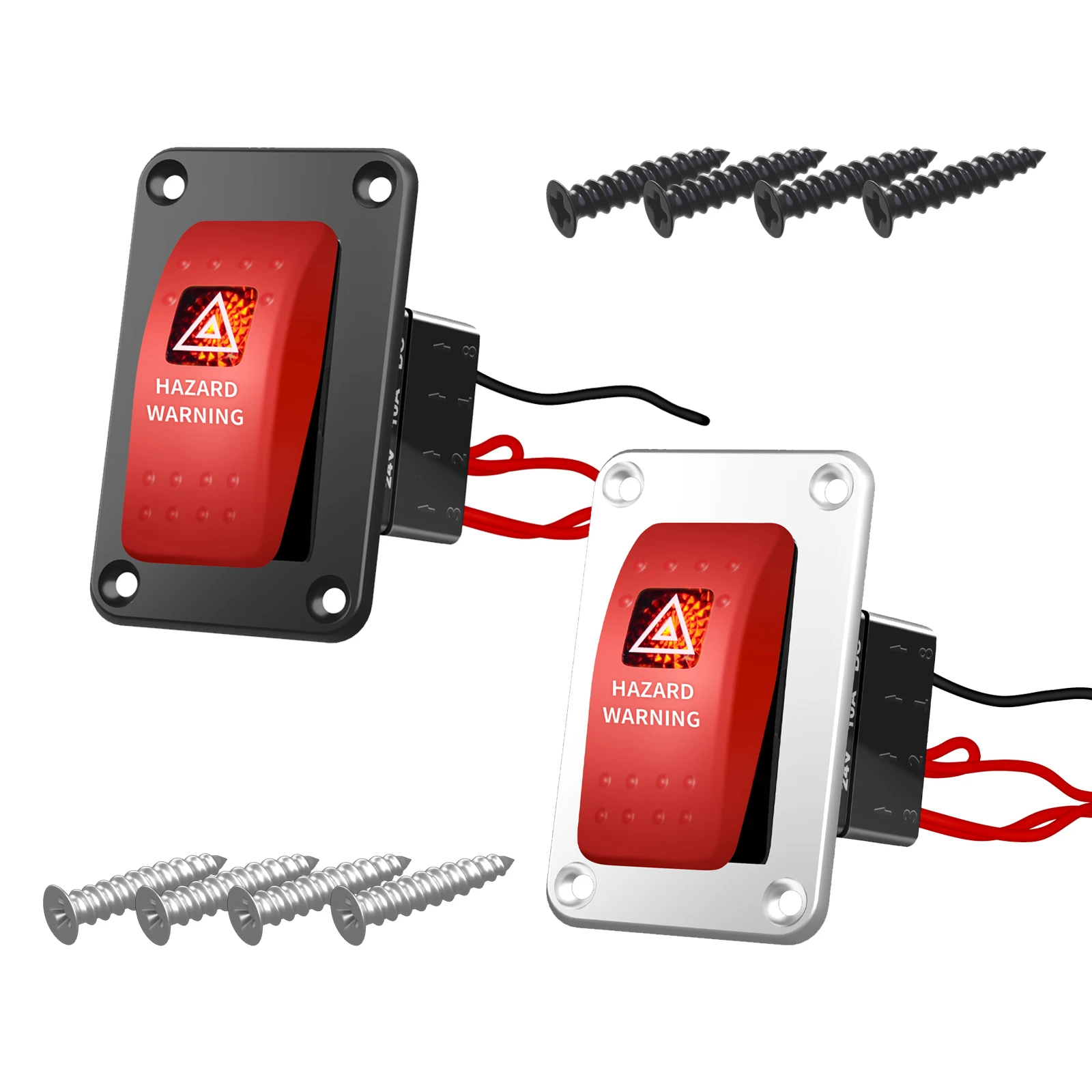 Hazard Warning Rocker Switch 12V DPST Red Led Car Light Switch Plug ...