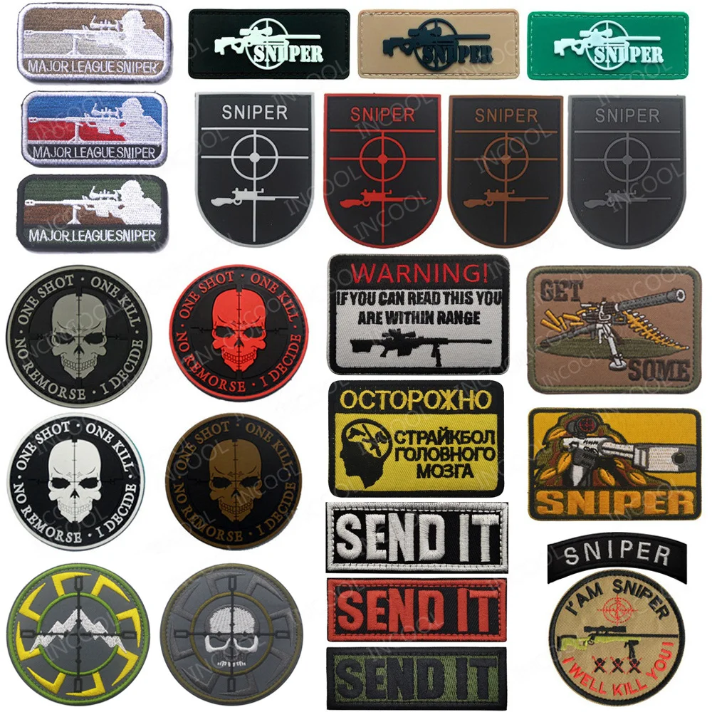 Sniper-PVC-Embroidered-Patch-Send-it-Tactical-Military-Combat-Appliqued ...