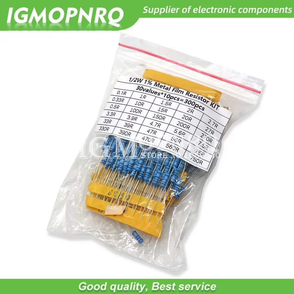 150PCS 300PCS 1/4W 1/2W 1W 2W 3W Resistance 1% Metal Film Resistor ...