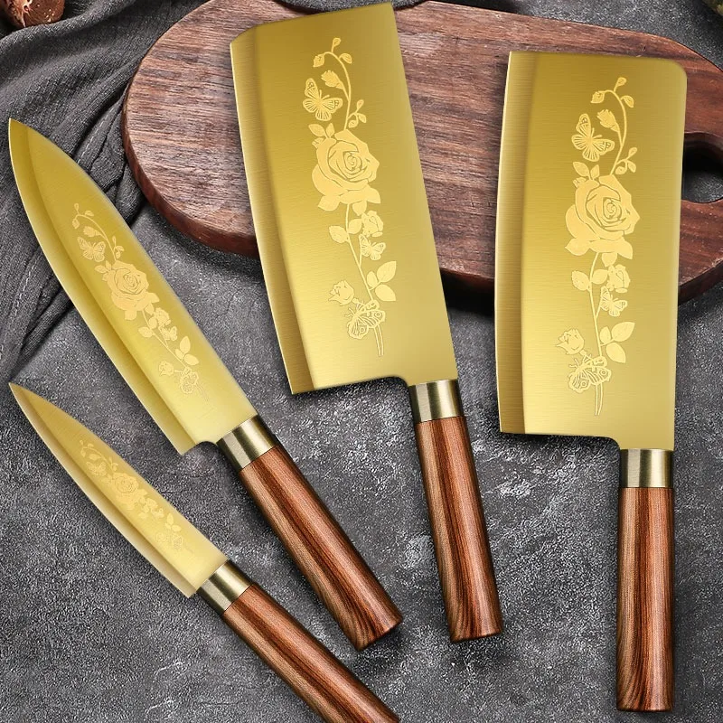 Seiko-stainless-steel-blade-Gold-plated-titanium-chef-knife-bone-knife ...