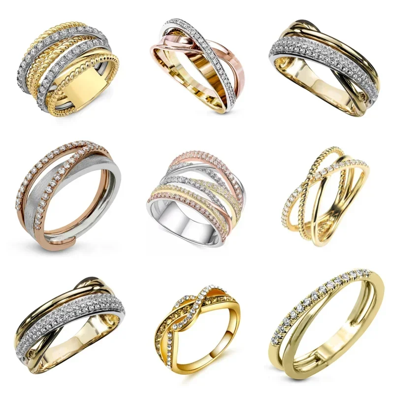 New-2024-Trendy-Rings-for-Women-High-Quality-Gold-Color-Brilliant-Cubic ...