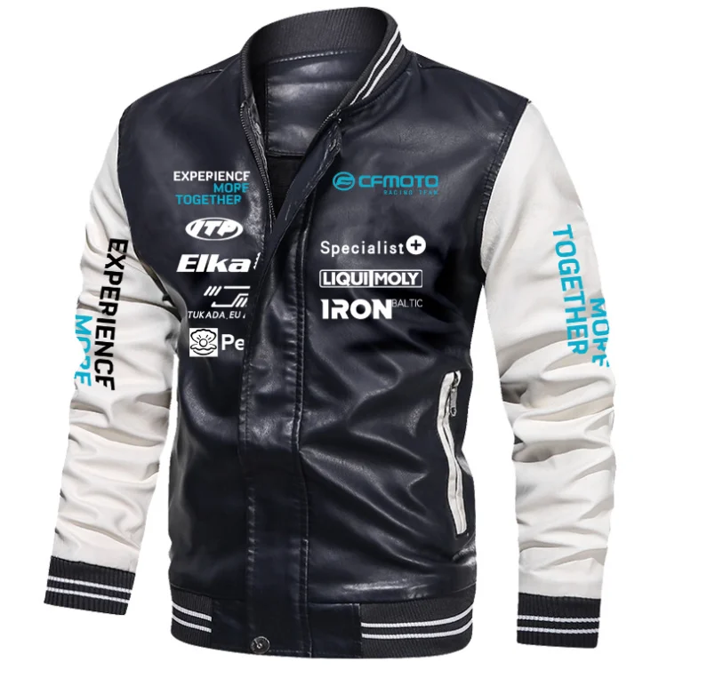 Retro Men's Leather Jackets CFMOTO motorcycle logo Autumn winter Casual ...