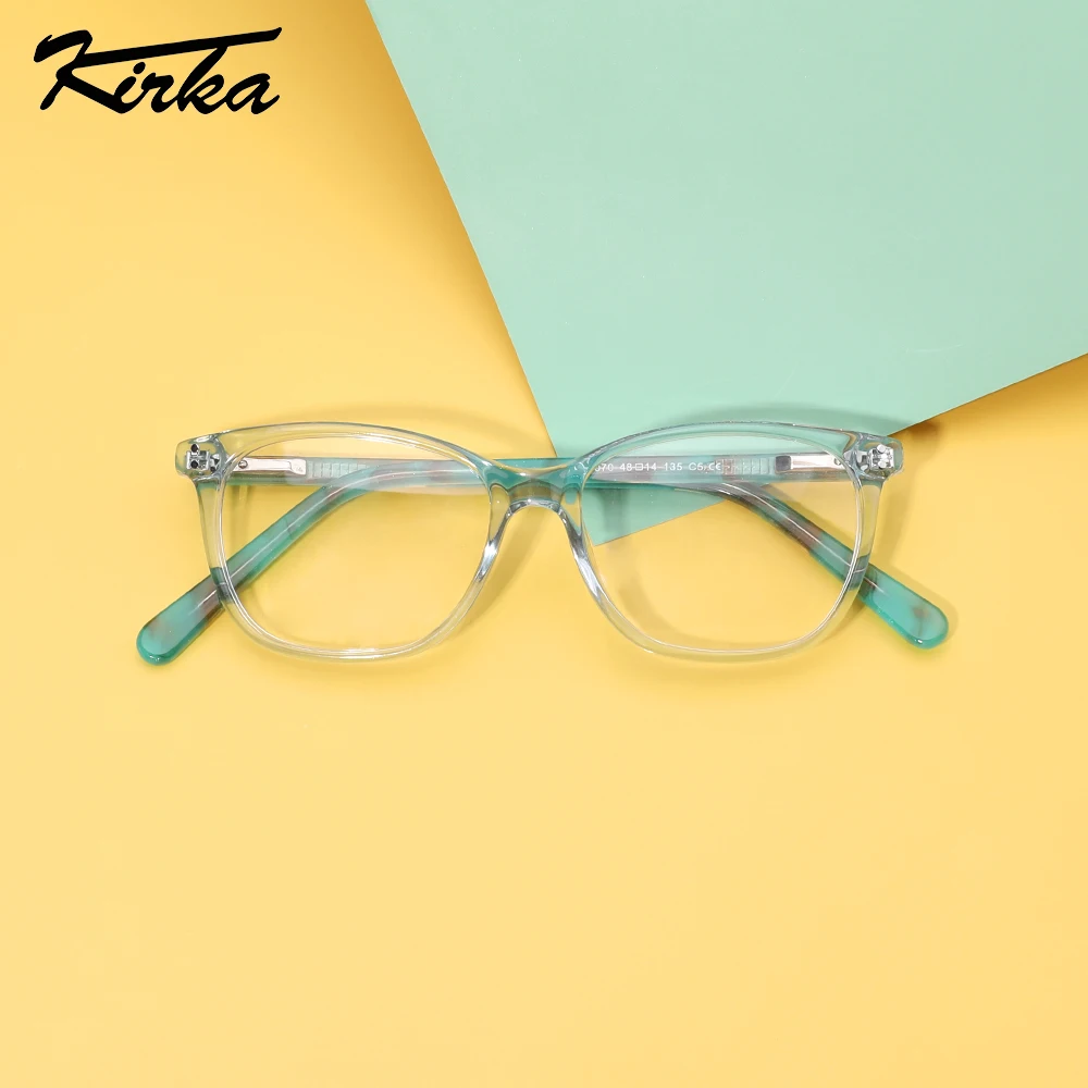 Acetate Kids Glasses Frame Crystal Design Square Kids Eyewear Myopia ...