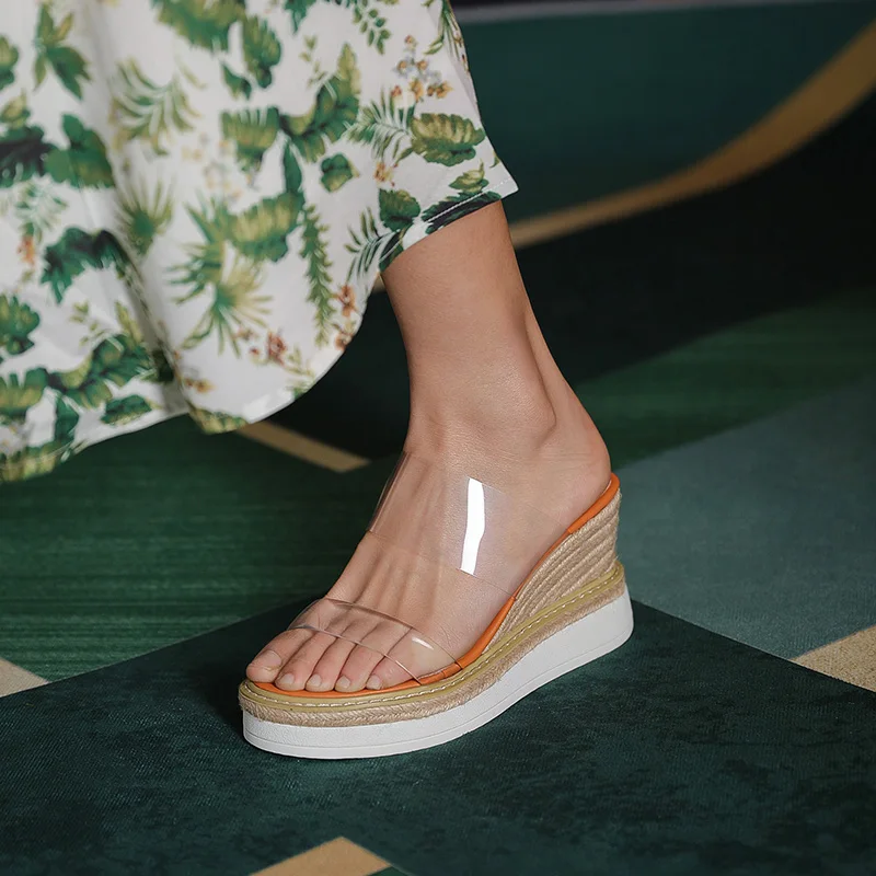 Wedge-Sandals-Thick-Heel-Women-Shoes-On-Heel-Transparent-PVC-Sandals ...