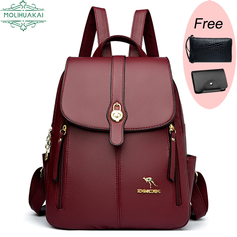 Genuine-Brand-Women-Leather-Backpack-High-Quality-Female-Back-Pack-for ...