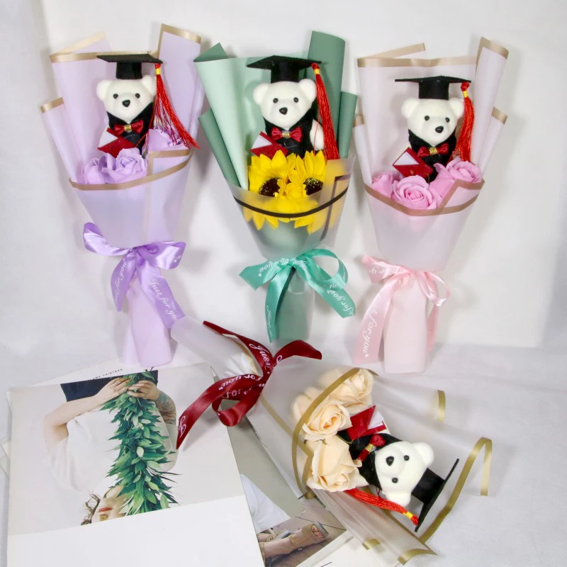 Graduation-Season-Bouquet-Cute-Small-Bear-Soap-Rose-Bouquet-Gift-For ...