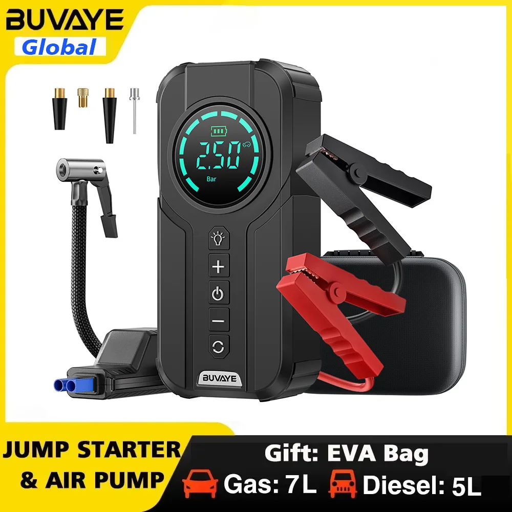BUVAYE-Car-Jump-Starter-Air-Pump-Portable-Air-Compressor-Multi-function-Tire-Inflator-Auto ...