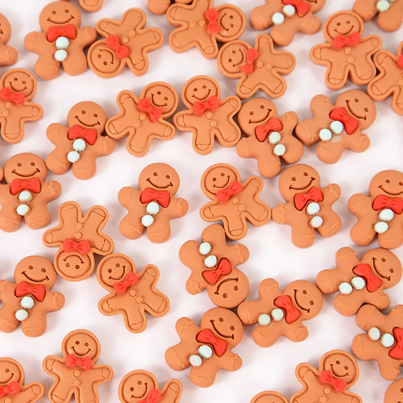 10/20Pcs Christmas Gingerbread Man Resin Flatback Cabochon Figurine ...