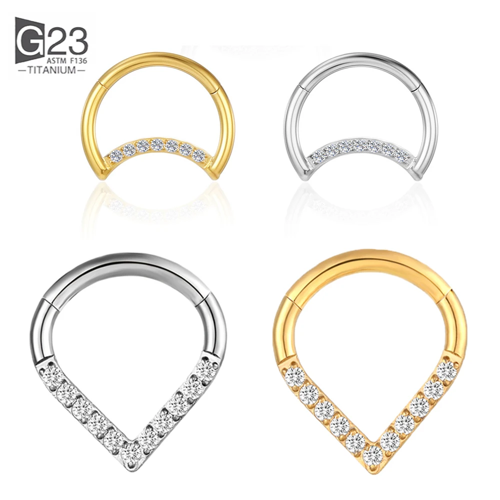 F136 Titanium Hinged Tear Drop Segment Ring Septum Nose Clicker ...