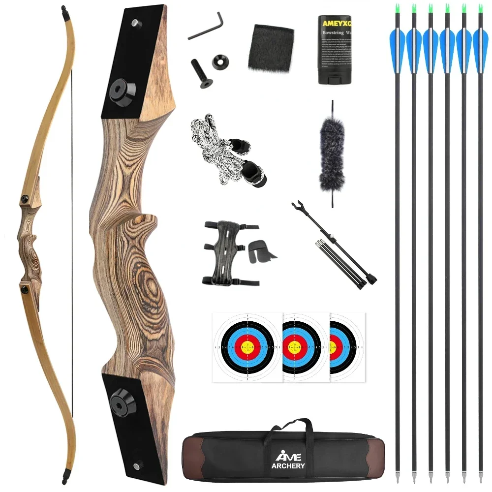 60inch-Black-Hunter-Archery-Recurve-Bow-Set-20-60lbs-Bamboo-Core-Limb ...