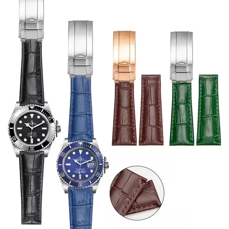 For Rolex SUBMARINER Yacht-Master DAYTONA GMT Crocodile Grain Leather ...