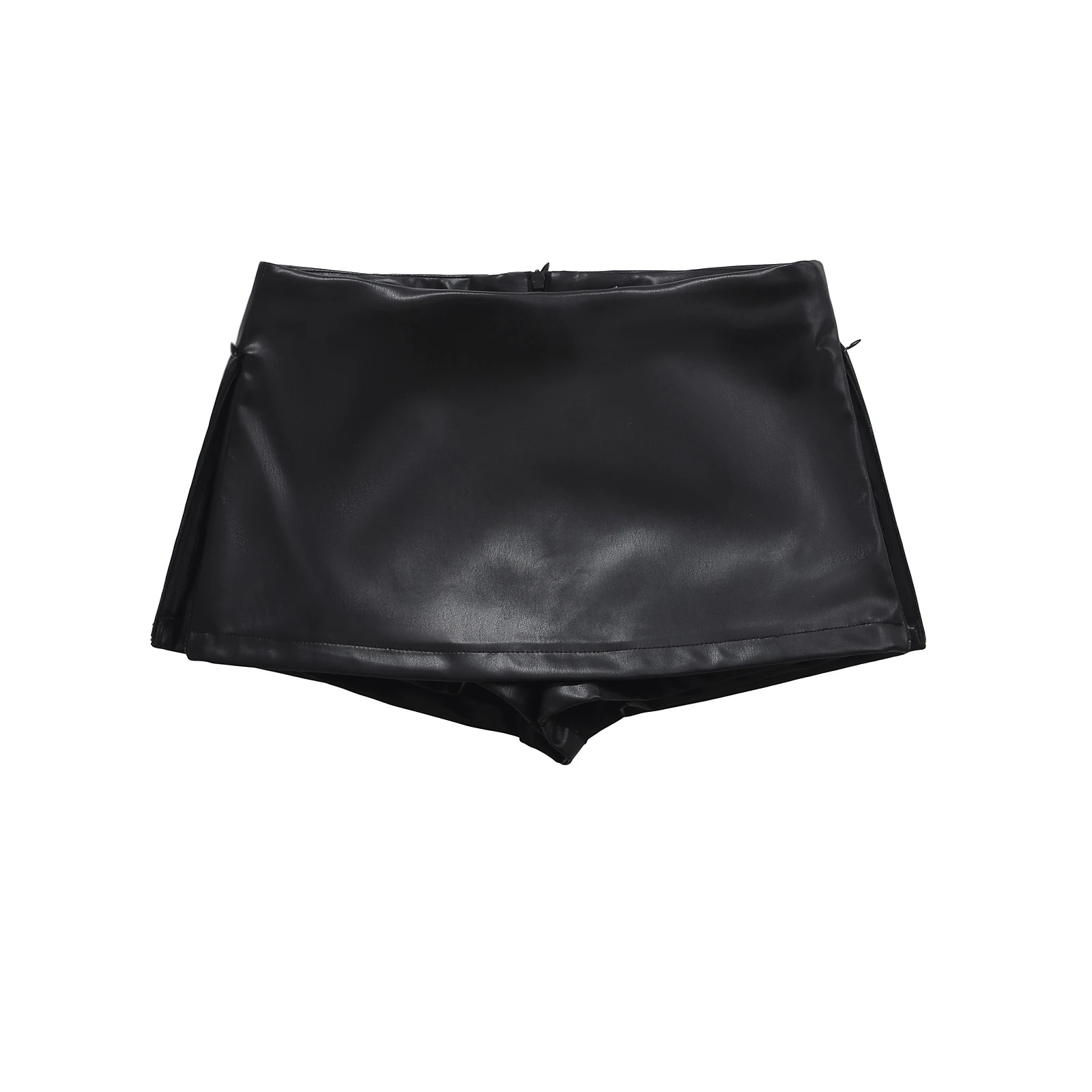 Black Mini Skirts Elegant Korean Fashion Faux Leather Skirts For Woman ...