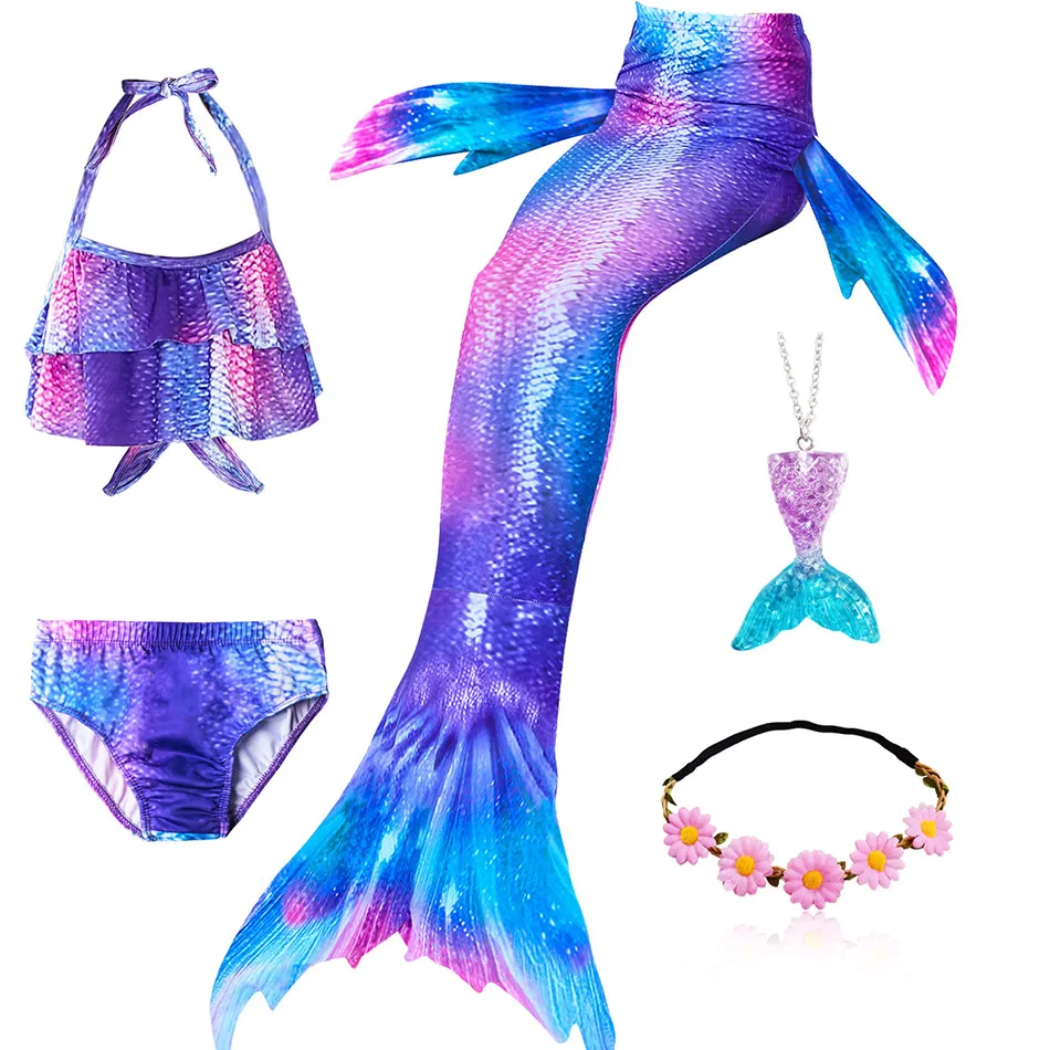 3Pcs Girl Swimsuit Mermaid Tails for Kids Child Swimming Swimmable ...