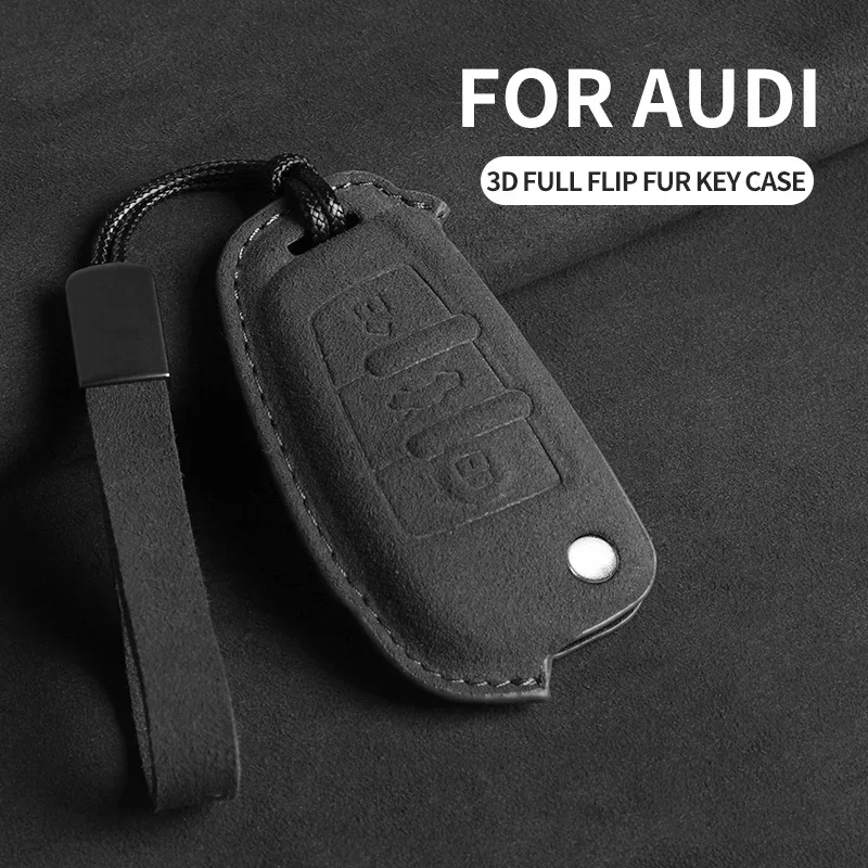 Suede Car Folding Key Case Cover Shell for Audi A3 8L 8P A4 B6 B7 B8 A6 ...