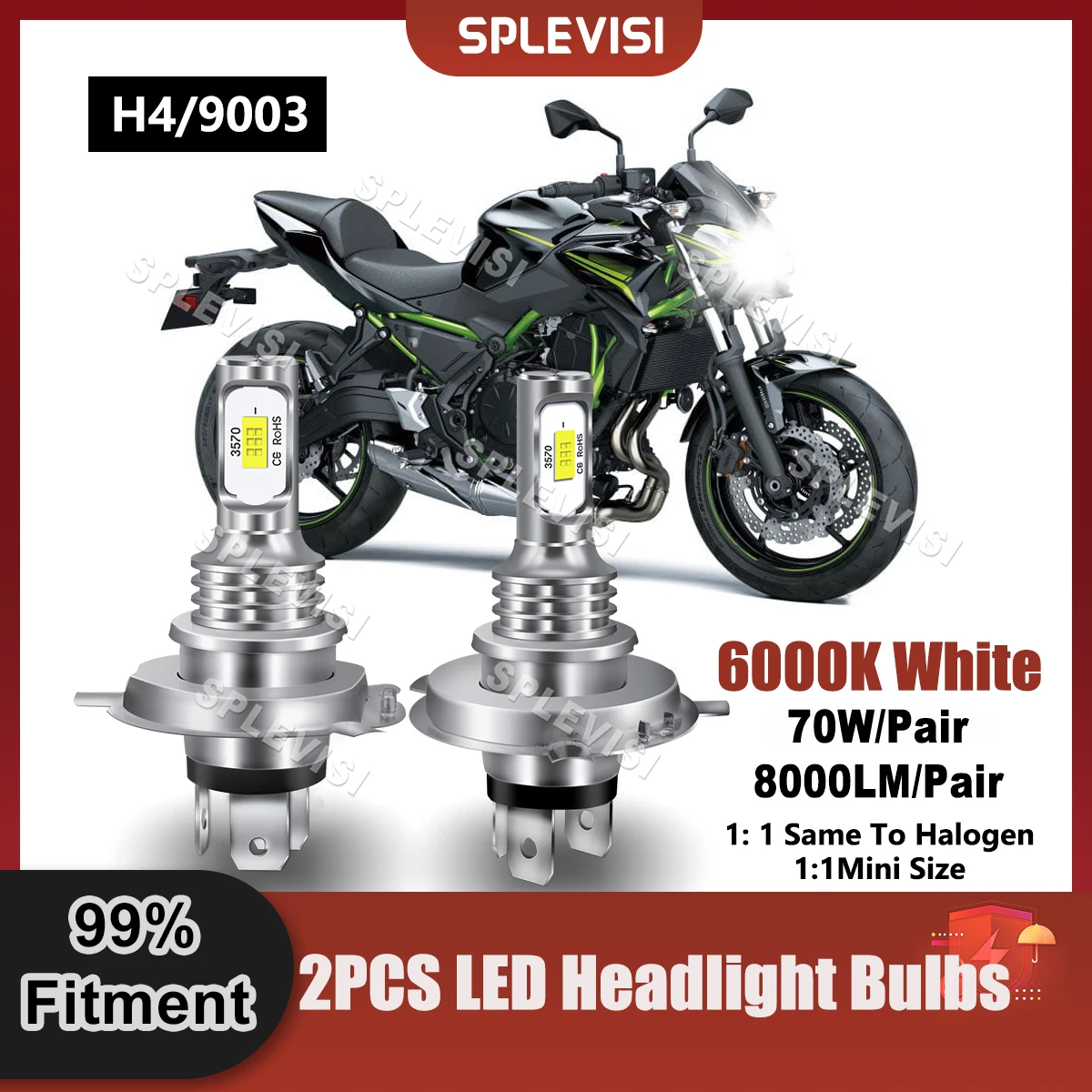 Replace LED Headlight Bulbs 9V-24V Compatible For Kawasaki Vulcan S ...