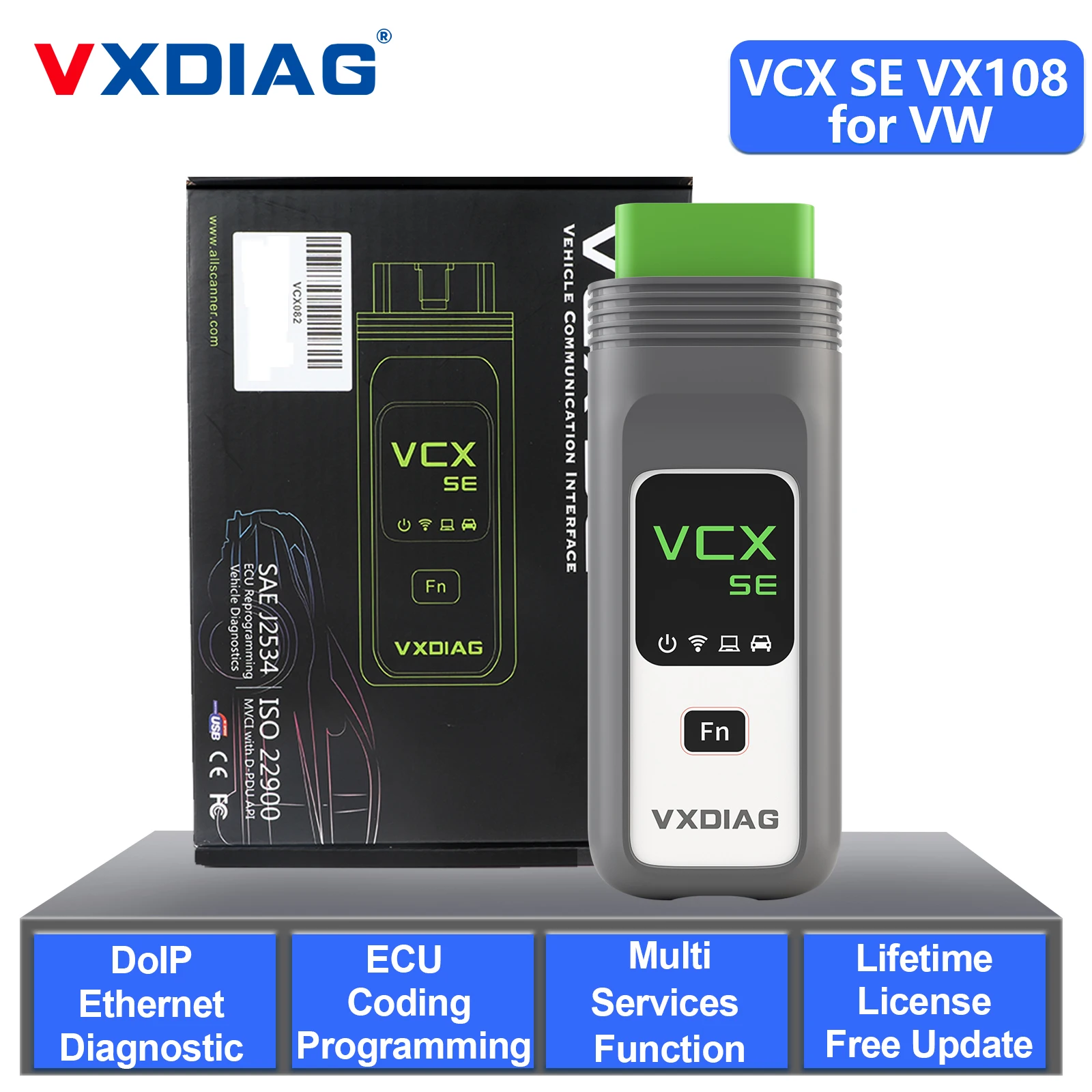 VXDIAG VCX SE VX108สำหรับ VW DOIP 6154A รถ OBD2ระบบทั้งหมดเครื่องอ่าน ...