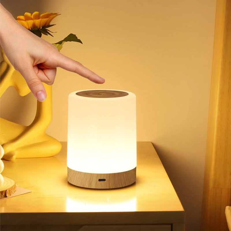Touch-Dimmable-Led-Night-Lights-Timed-Wood-Grain-Charging-Night-Lamp ...