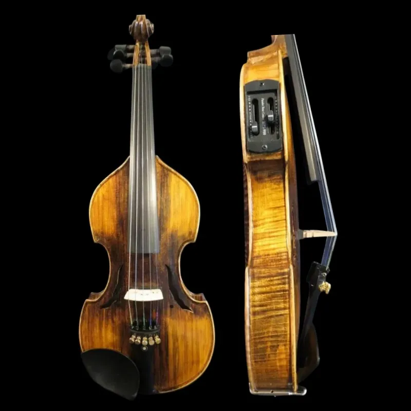 Solid-wood-Baroque-style-brown-5-strings-electric-violin-4-4-Acoustic ...