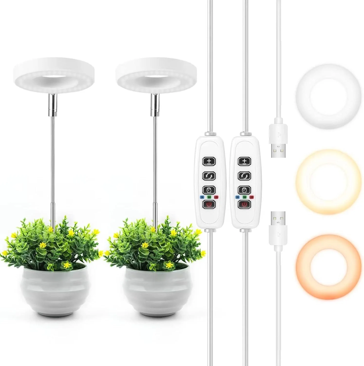 Halo-Ring-Grow-Lights-for-Small-Indoor-Plants-96LEDs-Full-Spectrum ...