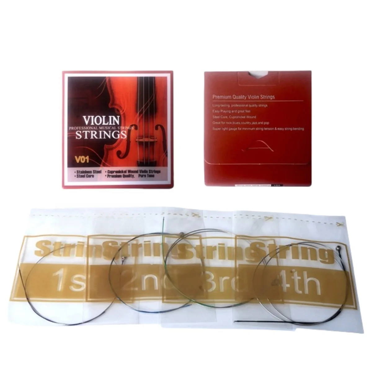 1Set/4 String V01 Violin Strings Universal (G-D-A-E) Imported Steel ...