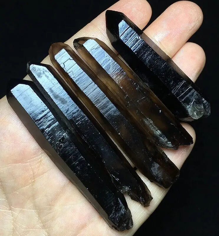 100g-5-9P-Rare-Himalayan-Black-SMOKY-QUARTZ-Crystal-Point-Lemurian ...