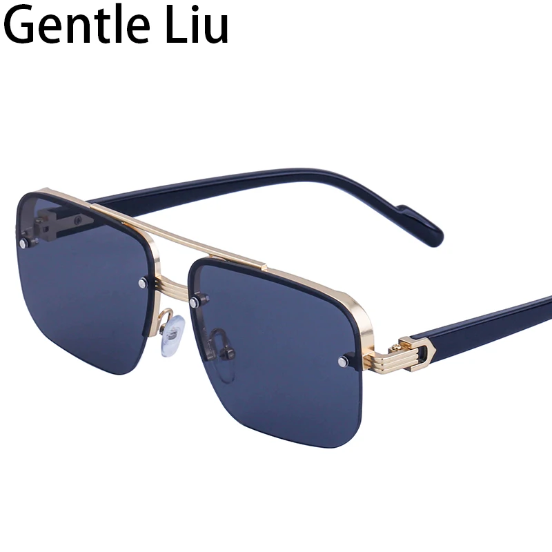 Oversized-Square-Rimless-Sunglasses-Men-Big-Frame-2024-Luxury-Brand ...