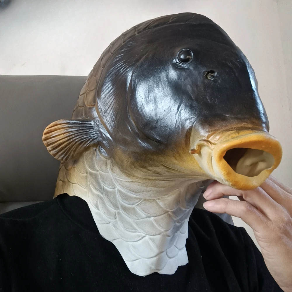 Realista-Latex-Fish-Head-Mask-Animal-Headwear-Traje-de-Halloween ...