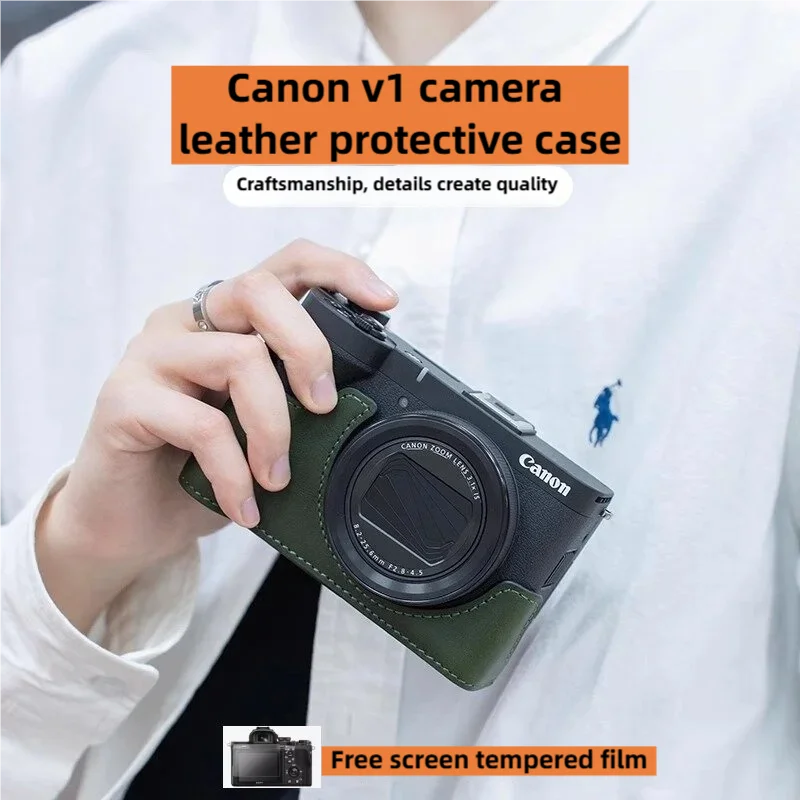 Handmade camera bag suitable for Canon Powershot V1 genuine leather ...