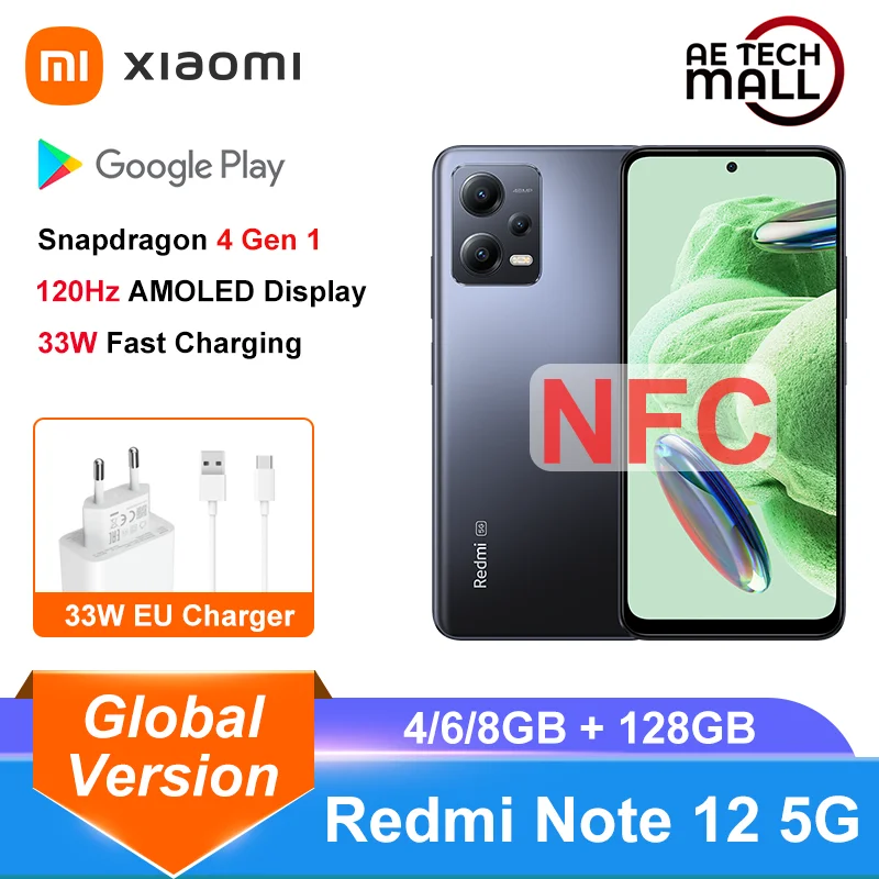 Global Version Xiaomi Redmi Note 12 5G 6nm Snapdragon 4 Gen 1 Processor ...