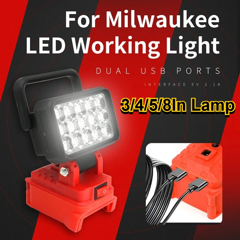 Led Light Fit Milwaukee Battery M18 Portable Spotlight Cordless Outdoor ...