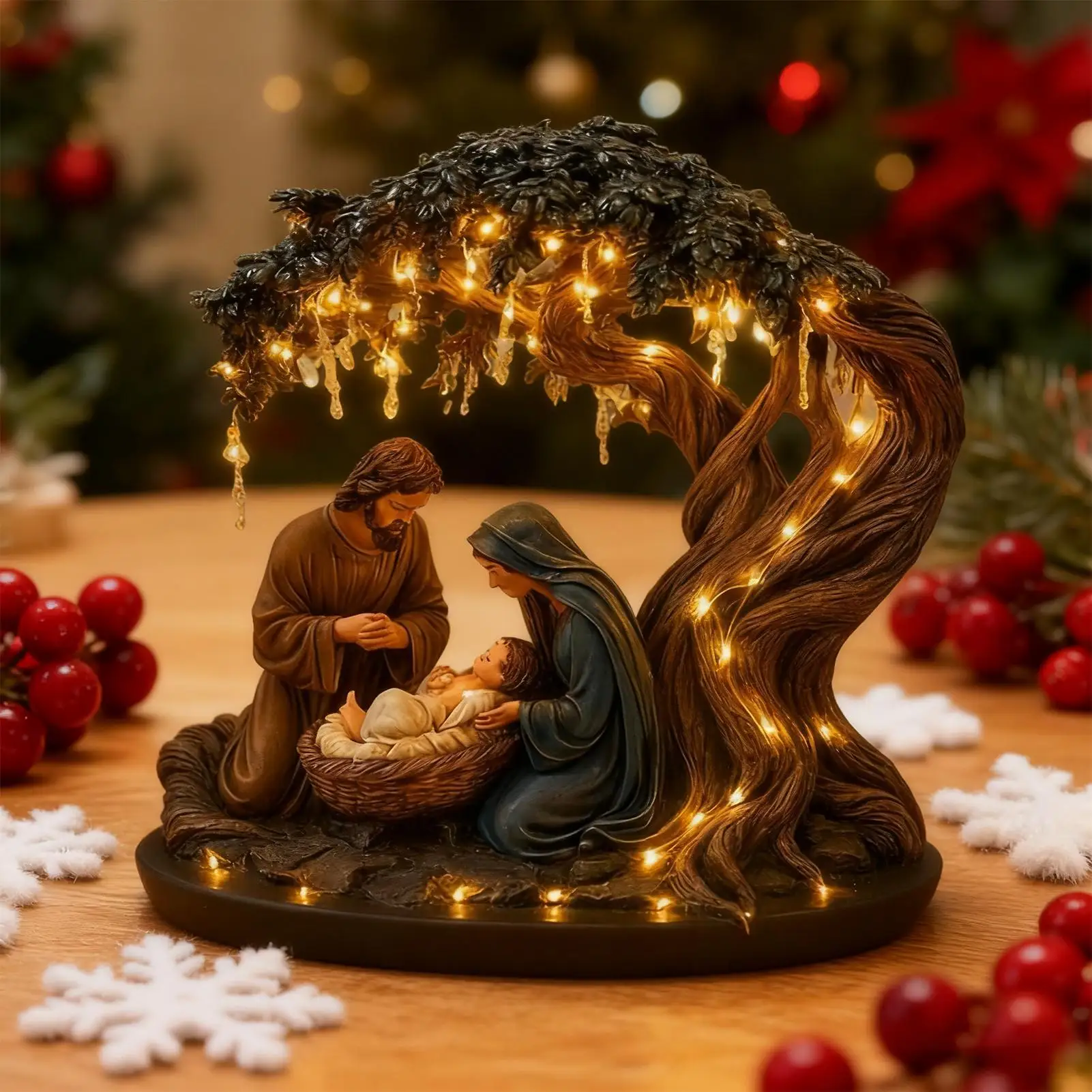 Christmas Nativity Scene Jesus Statue with Lights Christmas Decorations ...