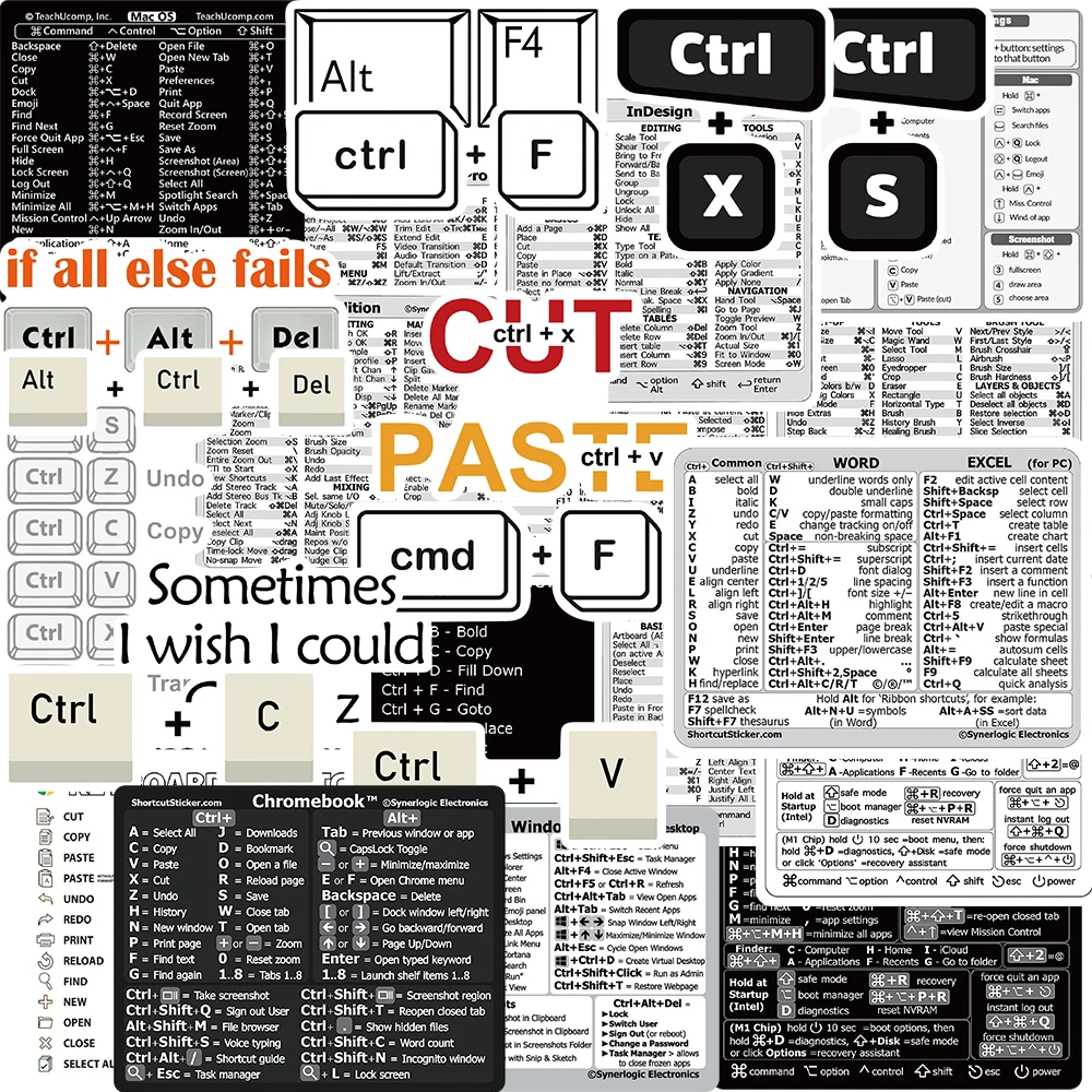 30PCS-Shortcut-Key-Tips-Waterproof-Computer-Sticker-DIY-Keyboard-ipad ...