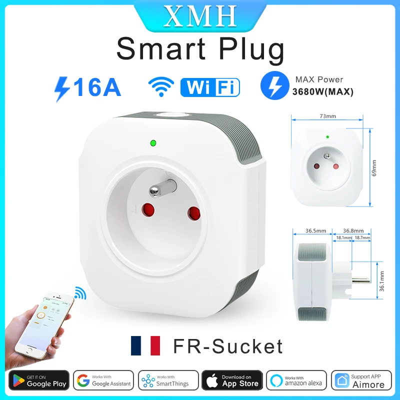 Tuya-16A-FR-Smart-Plug-WiFi-BLE-Socket-Power-Monitor-Timing-Function ...