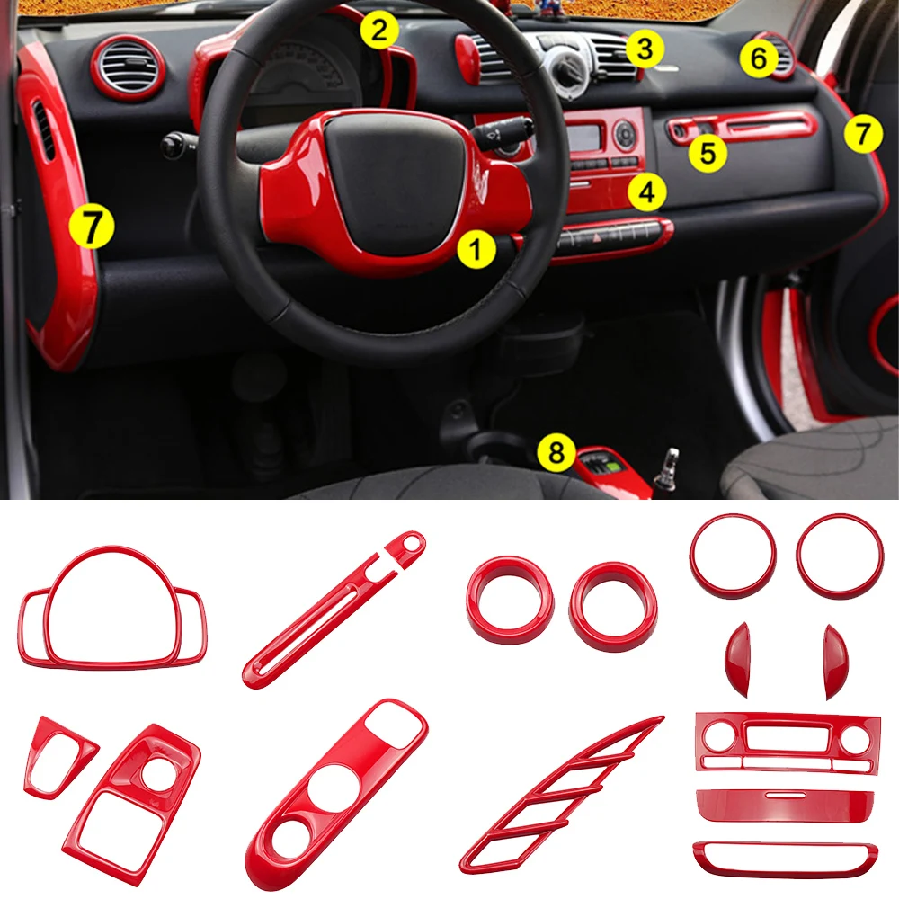 1PC Car interior Gloss Red Full Set Sticker For Smart 451 Fortwo 451 ...