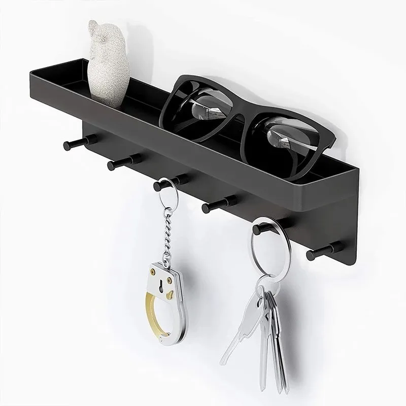 Black-Key-Rack-Organizer-Shelf-Stainless-Steel-Key-Box-wall-hooks-Wall ...