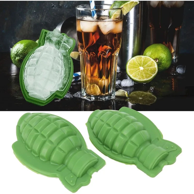 1/2 Sets Grenade Shape Ice Cube Tray, Food Grade Silicone Mold for ...