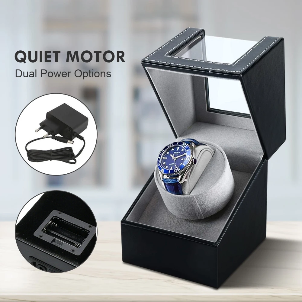 Single-Watch-Winder-Automatic-Rotation-Leather-Display-Storage-Display ...