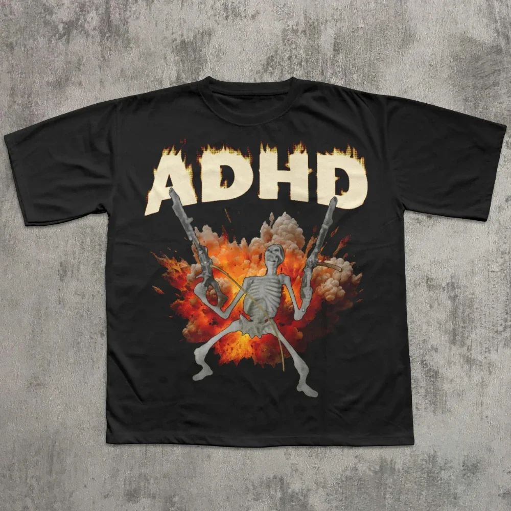 ADHD Skeleton T-shirt Funny Shirt Meme Tee Unhinged Clothes Weird ...