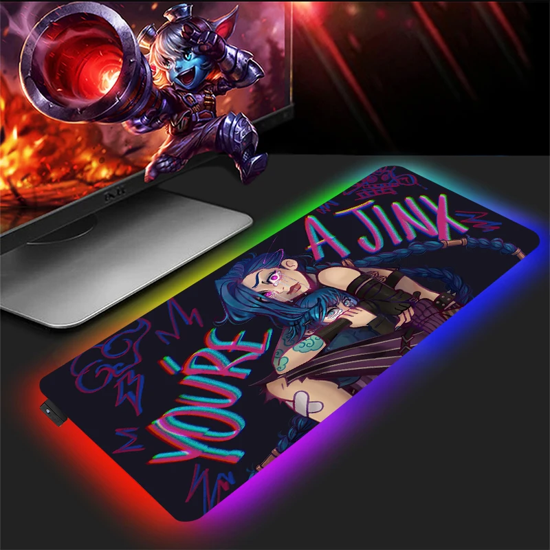 Ahri Large Rgb Mouse Pad Gamer Backlit Pc Jinx Desk Accessories Rug ...