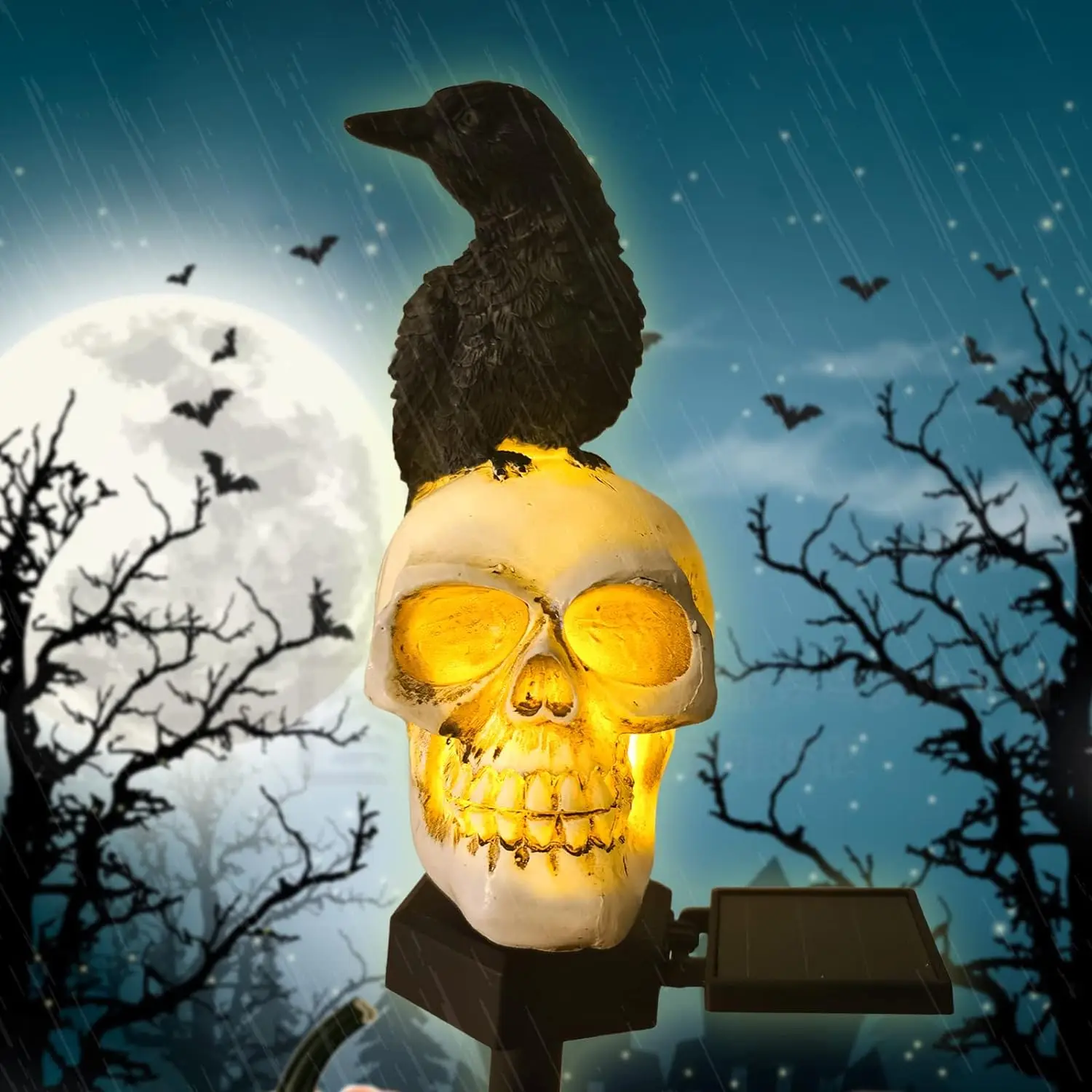Halloween-Crow-Skull-Outdoor-Light-Skeleton-Ghost-Horror-Grimace-Solar ...