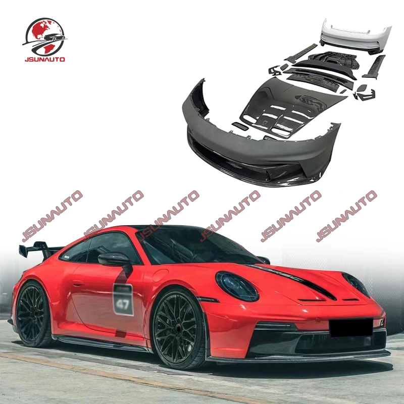 For Porsche 911 992 Gt3 Style Body Kit Front Bumper Side Skirts Engine ...
