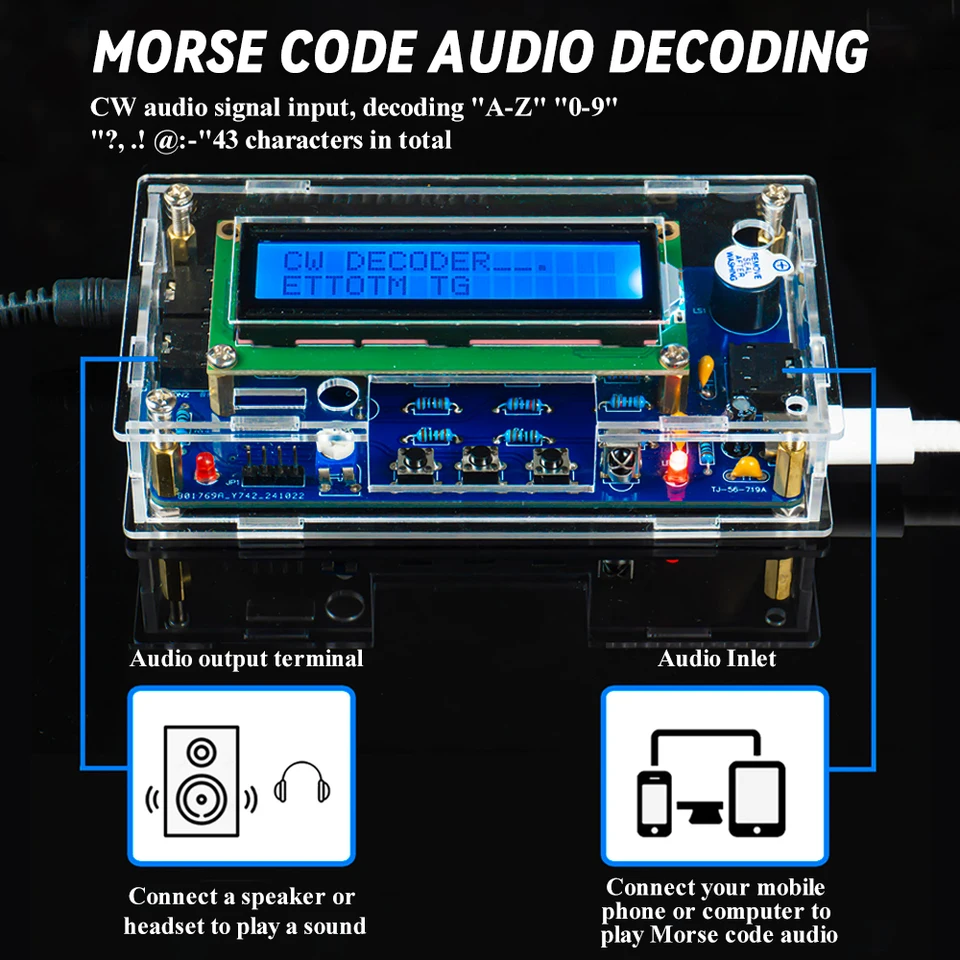Ptdfjspt CW Morse Code Decoder Bulk Circuit Board Wireless Transmitter