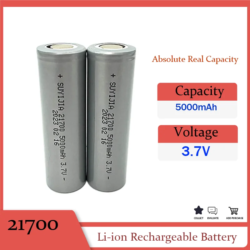 SUYIJIA 21700 3.7V 5000mAh Lithium Rechargeable Battery 35A High ...