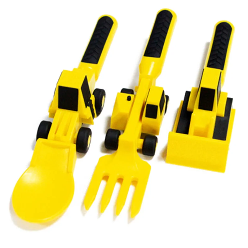 Childrens-Cutlery-Set-Food-Utensils-For-Kids-Bulldozer-Excavator-Shovel ...