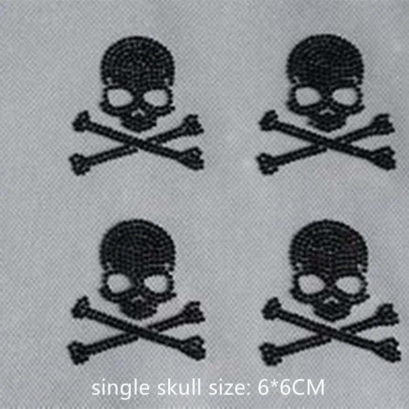 4pc/lot Skull Sticker Iron On Crystal Transfers Design Hot Fix ...