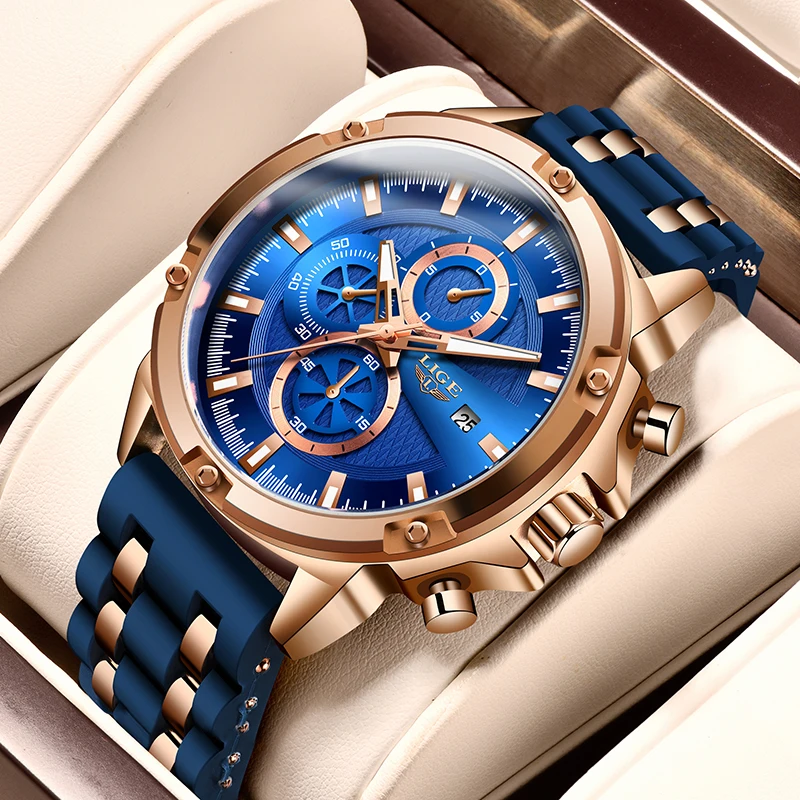 LIGE Homens Relógio À Prova D' Água Esporte Big Dial Relógios Homens ...